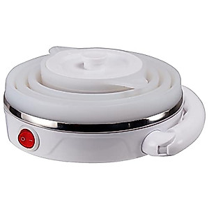 T-magitic Travel Kettle, Fordable Electric kettle, Collapsible Kettle Dual Voltage,boil water, with make tea coffee,Food Grade Silicone Small Electric Kettle（600ML,110V/220V ） (White)
