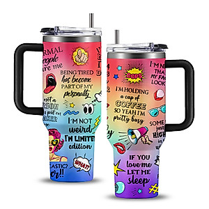 WWHSAI Sarcastic Gifts For Women - Multicoloured Snarky Quotes Travel Tumbler Coffee Mugs 40oz For Women Adult Humor, Funny Girl Gifts Cup, Birthday Sarcasm Gift For Friend Bestie Mom Coworker