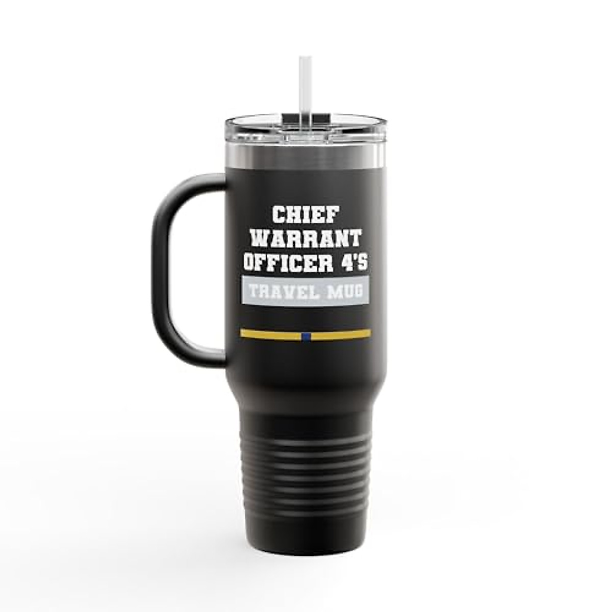 Chief Warrant Officer 4's Travel Mug: Insulated Stainless Steel Tumbler with Handle and Straw, Military Gift (40oz)