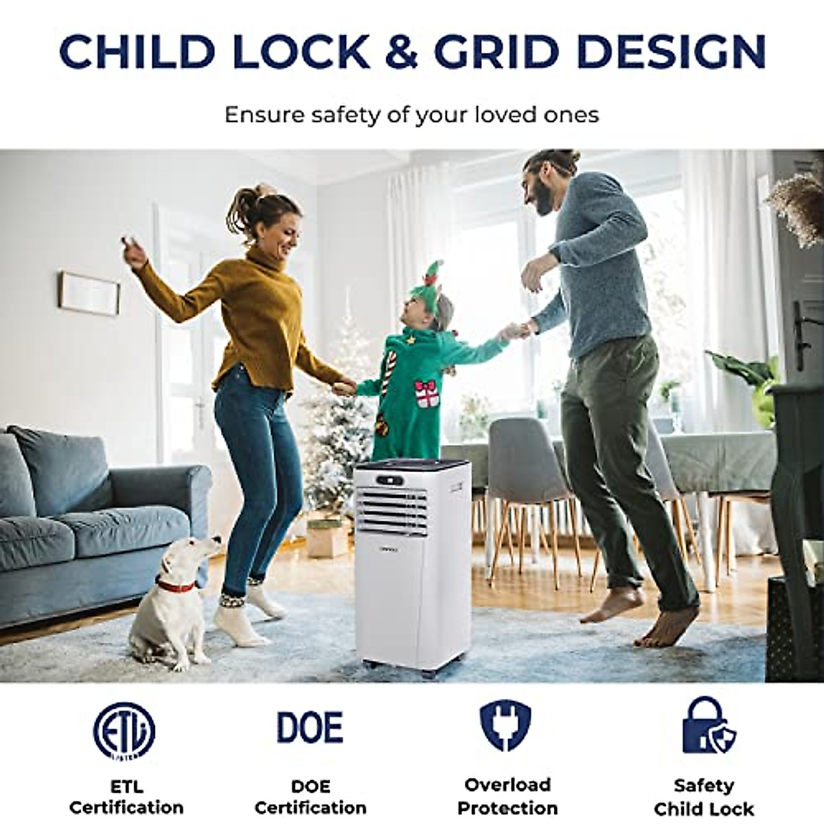 COSTWAY Portable Air Conditioner, 8000BTU Air Cooler with Drying, Fan, Sleep Mode, 2 Speeds, 24H Timer Function, Remote Control, Cools Room up to 230 Sq. ft, Air Cooling Fan for Home & Office Use, Window Kit Included, White(8000BTU)