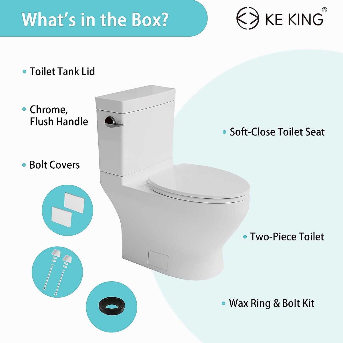 KE KING Lavan® 1000 MaP Score Powerful Flush Comfort Height Floor Mounted Two-Piece Toilet