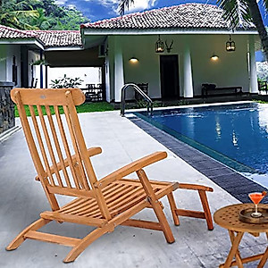 Teak Titanic Outdoor Patio Lounge Steamer Chair, Made from Solid A-Grade Teak Wood