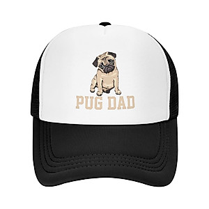 VunKo Mesh Dad Hat Adjustable Washed Dog Dad Pug Black Baseball Dad Cap Funny Distressed Ball Trucker Cap for Women Men Unisex