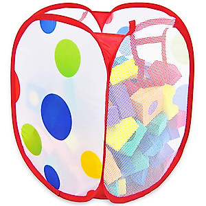 eWonderWorld 3 Piece Collapsible Fabric Hamper Pop up Laundry Basket Kids Polka Dot Theme Toy Storage Bin - Durable Hamper for Clothes and Toys, Basket for Nursery,Bedroom,Closet