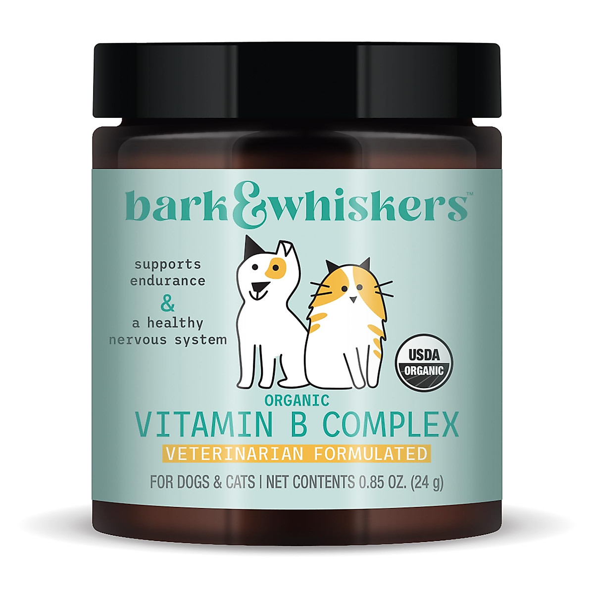 Bark & Whiskers Organic Vitamin B Complex, 0.85 Oz. (24 g), 60 Scoops, Supports A Healthy Nervous System & Endurance, Veterinarian Formulated, Non-GMO, Certified USDA Organic, Dr. Mercola