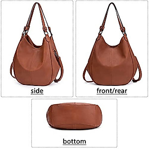 10L Big Hobo Bags for Women Designer Purses and Handbags Leather Tote Bag Conceal Carry Shoulder Crossbody Purses for Women Brown