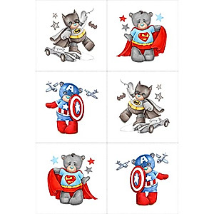 Superhero Bear Fabric Panel Set (6 Panels), Quilting Panels, Baby Quilt Panels, Cotton Baby Panels, Blanket Panel, Panel for Quilts