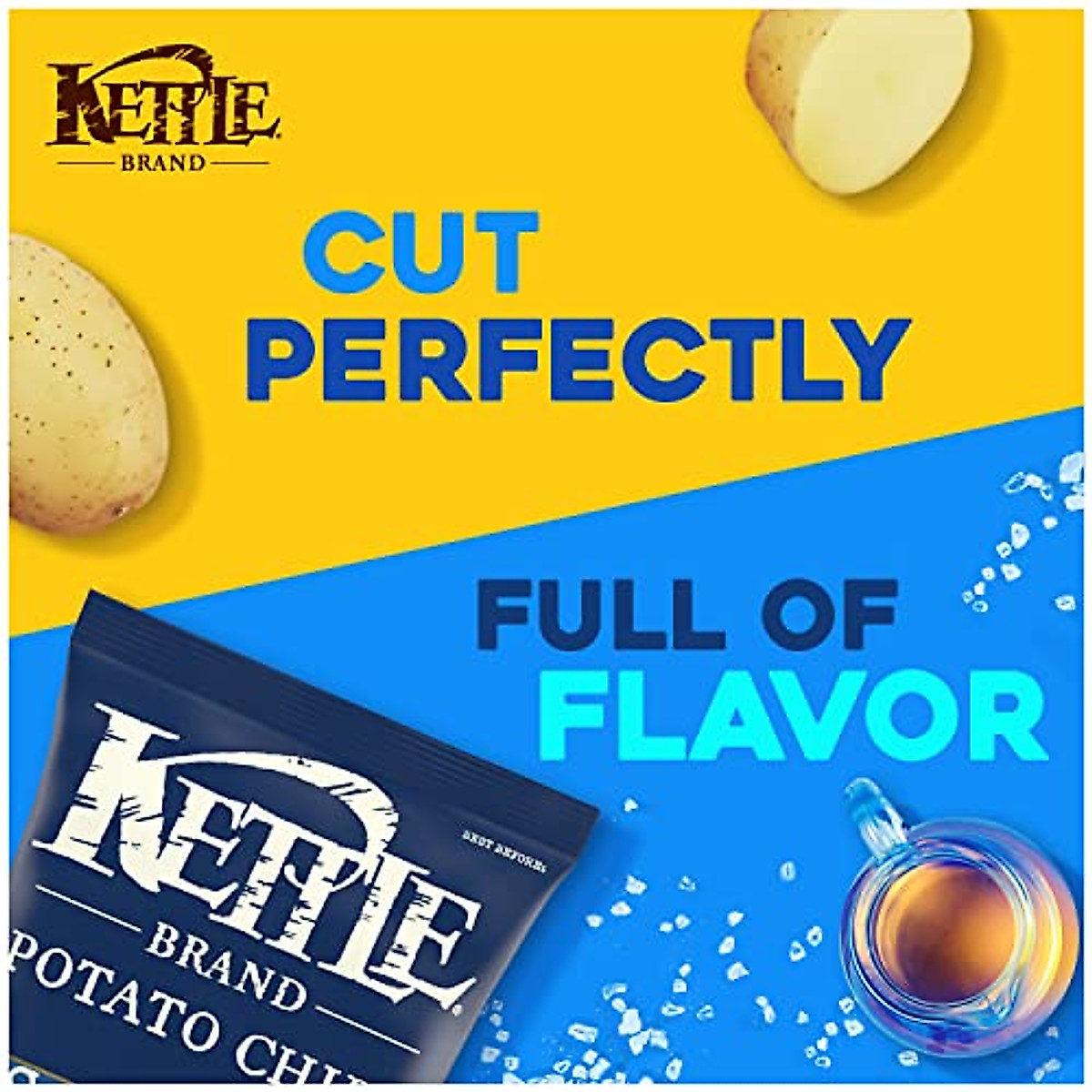 Kettle Brand Sea Salt and Vinegar Kettle Potato Chips, Gluten-Free, Non-GMO, 7.5 oz Bag