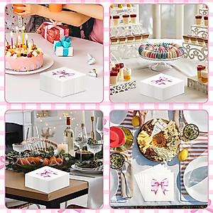 120Pcs Pink Bow Napkins-2 ply, 5 x 5 Inches Bachelorette Decorations Bow Party Theme Bridal Engagement Decor, Coquette Cute Supplies, Girl Tea Party Baby Shower Tableware Birthday Bow Napkins Decor