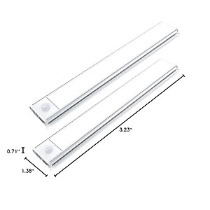 KIFACI Under Cabinet Lighting Indoor Rechargeable 12 Inch, 2 Pack Motion Sensor Under Cabinet Lighting Lights for Kitchen, Stair Wall Closet Light Indoor