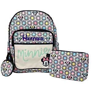 Disney Personalized Diaper Bag Character MICKEY MINNIE and MORE Multi-Pocket Functional Baby Diaper Bag Backpacks (Personalized Minnie Mouse Sunburst)