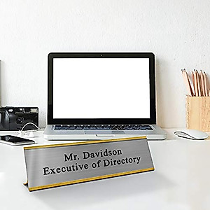 Name Plates for desks - Office Desk Name Plate Personalized with Desk or Wall Holder Customized Engraving 2x8