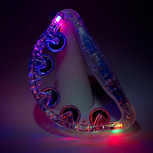 Flashing Panda LED Light-Up Flashing Tambourine, Clear, Multicolor lights, Large