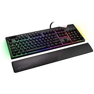 ASUS ROG Strix Flare (Cherry MX Red) Aura Sync RGB Mechanical Gaming Keyboard with Switches, Customizable Badge, USB Pass Through and Media Controls (Renewed)
