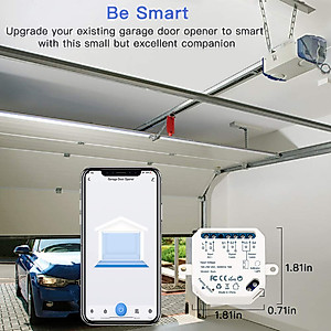 LoraTap Smart WiFi Garage Door Opener Controller, Wireless Remote Control Switch Timer Open/Close Monitor, Smart Life App Control, Voice Control, Works with Alexa and Google Home, No Hub Required