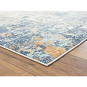 LUXE WEAVERS Abstract Blue Multi Colored 8 x 10 Modern Area Rug