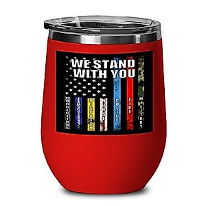 Corrections EMS Dispatch Nurse Police Fire Military Wine Glass, Stainless Steel Insulated Red Tumbler With Lid, Great Present Idea