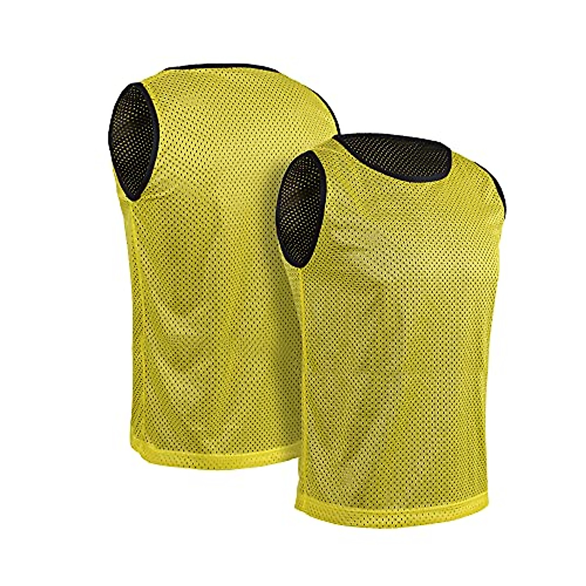 Athllete Reversible Pinnies (Set of 6 + Free Carry Bag) Basketball Soccer Training Vest Team Scrimmage Practice Jersey (Golden Yellow/Black 6 Jerseys, XX-Large)