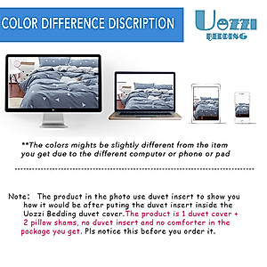 3 Pieces Duvet Cover Set Blue Gray with White Triangles - Ultra Soft and Easy Care Design Summer Bedding Duvet Cover Queen Size 90x90+ 2 Pillow Shams- 800 TC with Zipper Closure 4 Corner Ties