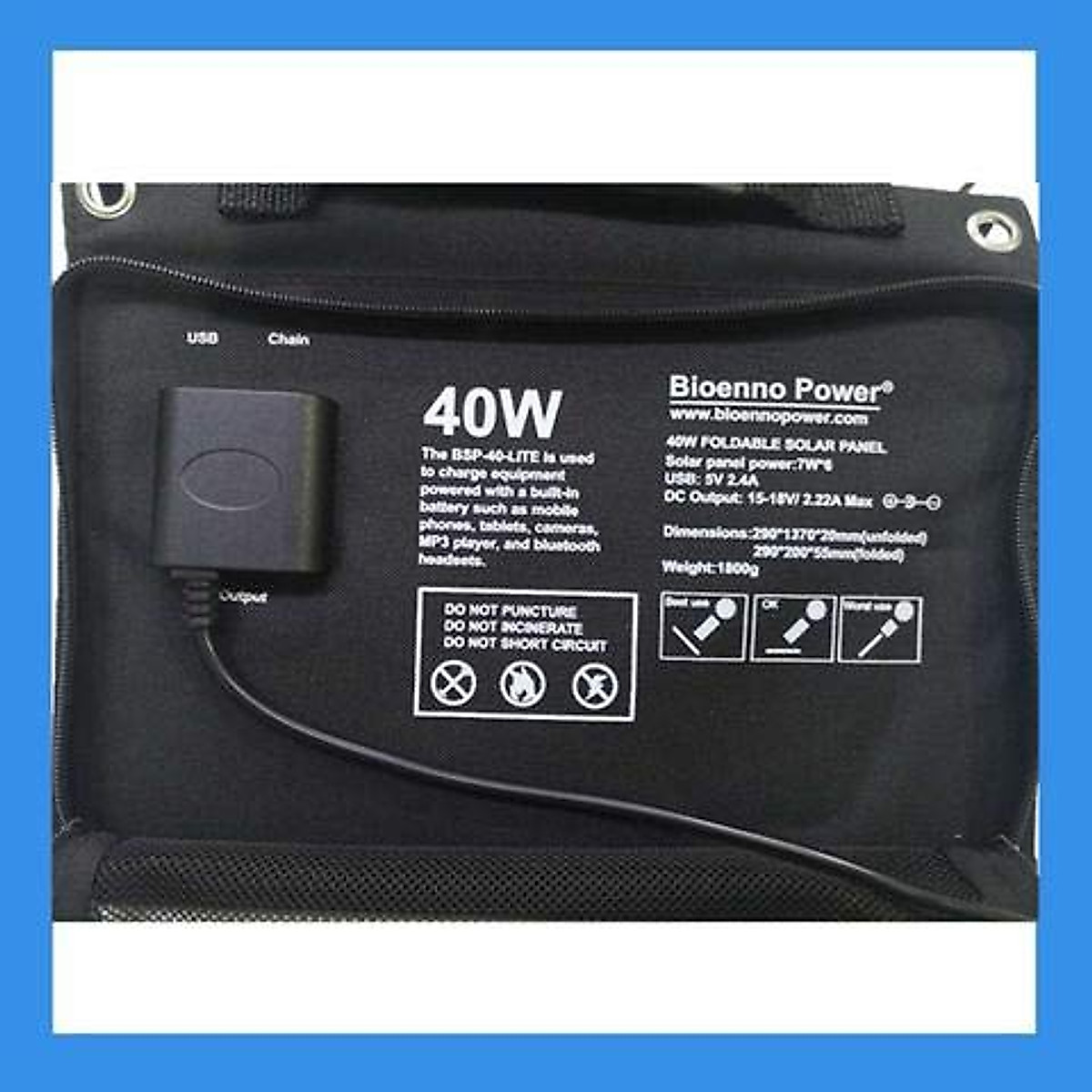 Bioenno Power 40 Watt Foldable Solar Panel (BSP-40-LITE)
