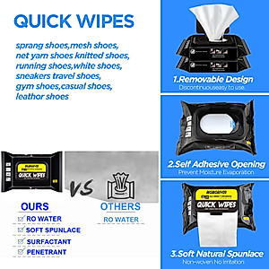 BIGBIGRIVER Shoe wipes 2 Pack 60 Pcs Sneaker Wipes Cleaner Quick Wipes Travel Portable Removes Dirt, Stains