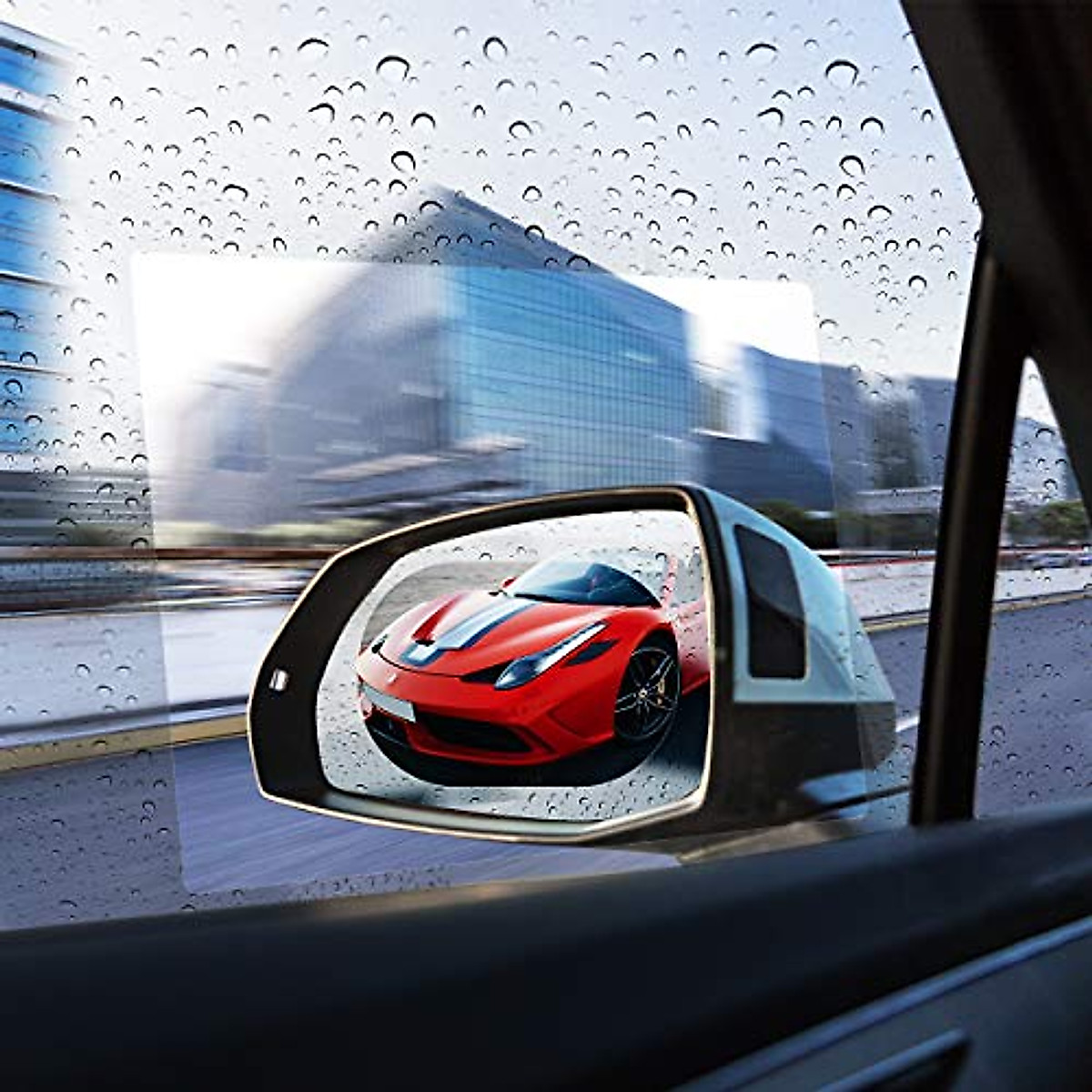 Yinuoday 4pcs Car Rearview Mirror Film Rearview Mirror Adhesive Anti- Fog Anti- Glare Anti- Scratch Rainproof Mirror Film