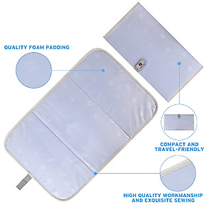 Homlynn Baby Portable Changing Pad, Diaper Bag Changing Pad Station, Machine-Washable Waterproof & Foldable for Anywhere Use(Grey)
