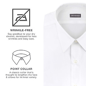 Van Heusen Men's Dress Shirt Fitted Poplin Solid, White, 16.5" Neck 32"-33" Sleeve