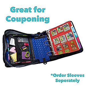 Case-it The Mighty Zip Tab Zipper Binder - 3 Inch O-Rings - 5 Color Tab Expanding File Folder - Multiple Pockets - 600 Sheet Capacity - Comes With Shoulder Strap - Blue D-146