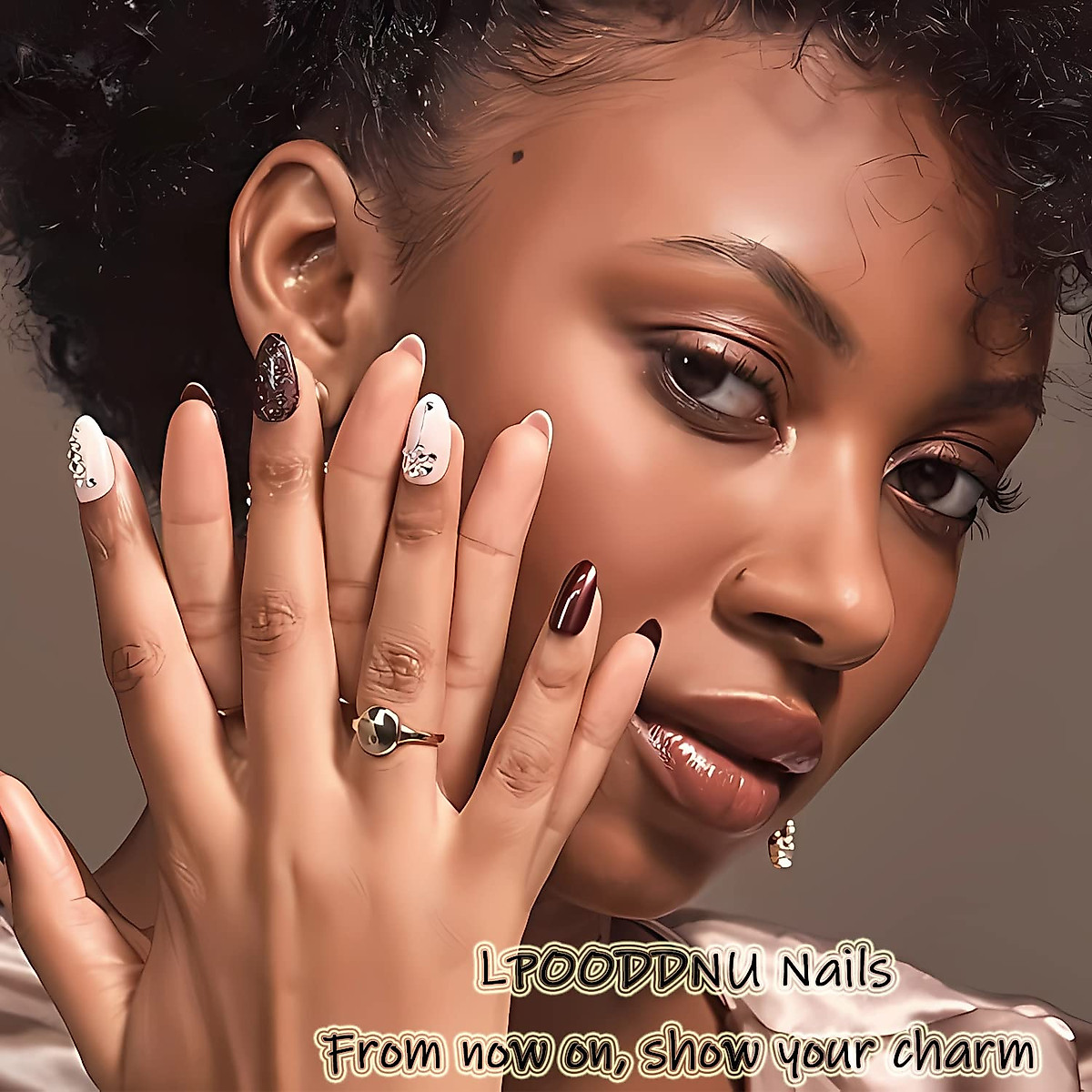 White French Tip Press on Nails Almond Shape Fake Nails Nude Medium False Nails Acrylic Artificial Nails Simple Glue on Nails Finger Decorations for Women 24Pcs