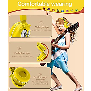 SVYHUOK Kids Bluetooth Headphones Over Ear with Mic for School, JellieMonster Wireless Headsets Bluetooth 5.0 for Boys Girls Teens, with HD Stereo Sound, for iPad, Cellphone, Tablet, PC (Yellow)