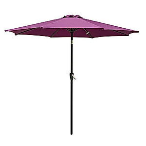 Chi Mercantile Outdoor Living Patio Market Round 9 Ft. 8-Rib Umbrella Tilt System Hand Crank Sun Shade Water and Fade Resistant (Purple)