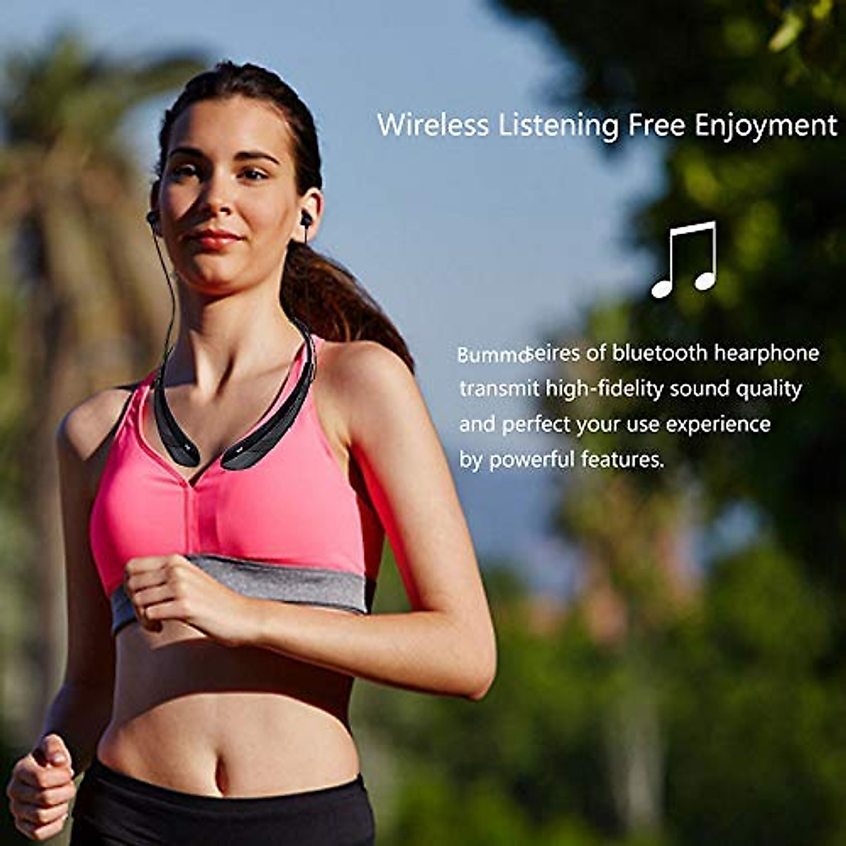 BUMMD Bluetooth Neckband Headphones with Magnetic Earbuds, Flexible Wireless Bluetooth Headset with Mic Sports Headphones for Running HD Stereo Noise Cancelling Earphones for iPhone Samsung LG(Black)