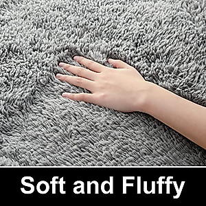 Quenlife Soft Bedroom Rug, Plush Shaggy Carpet Rug for Living Room, Fluffy Area Rug for Kids Grils Room Nursery Home Decor Fuzzy Rugs with Anti-Slip Bottom, 4 x 6ft, Grey