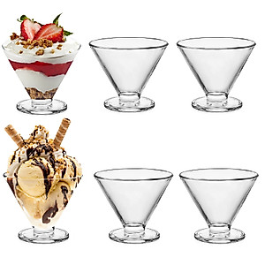 Cezoyx 6 Pack Glass Dessert Bowls, 5.6 Oz Clear Footed Dessert Cups Glass Ice Cream Bowl for Sundae, Ice Cream, Pudding, Salad, Snack, Fruit and Dessert