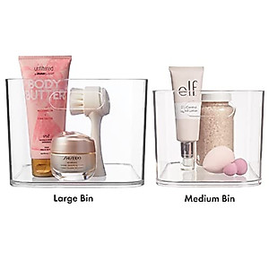 STORi Bliss Open Compartment Clear Plastic Organizer Set of 2 | 12x8 and 10x6 | Rectangular Makeup & Vanity Containers & Pantry Storage Bins with Pass-Through Handles | Round Corners | Made in USA