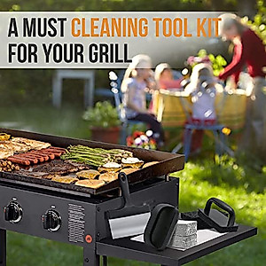 Griddle Cleaning Kit for Blackstone, Flat Top Grill Cleaning Kit with Grill Stone, Griddle Scraper & Griddle Brush Easy to Remove Stain