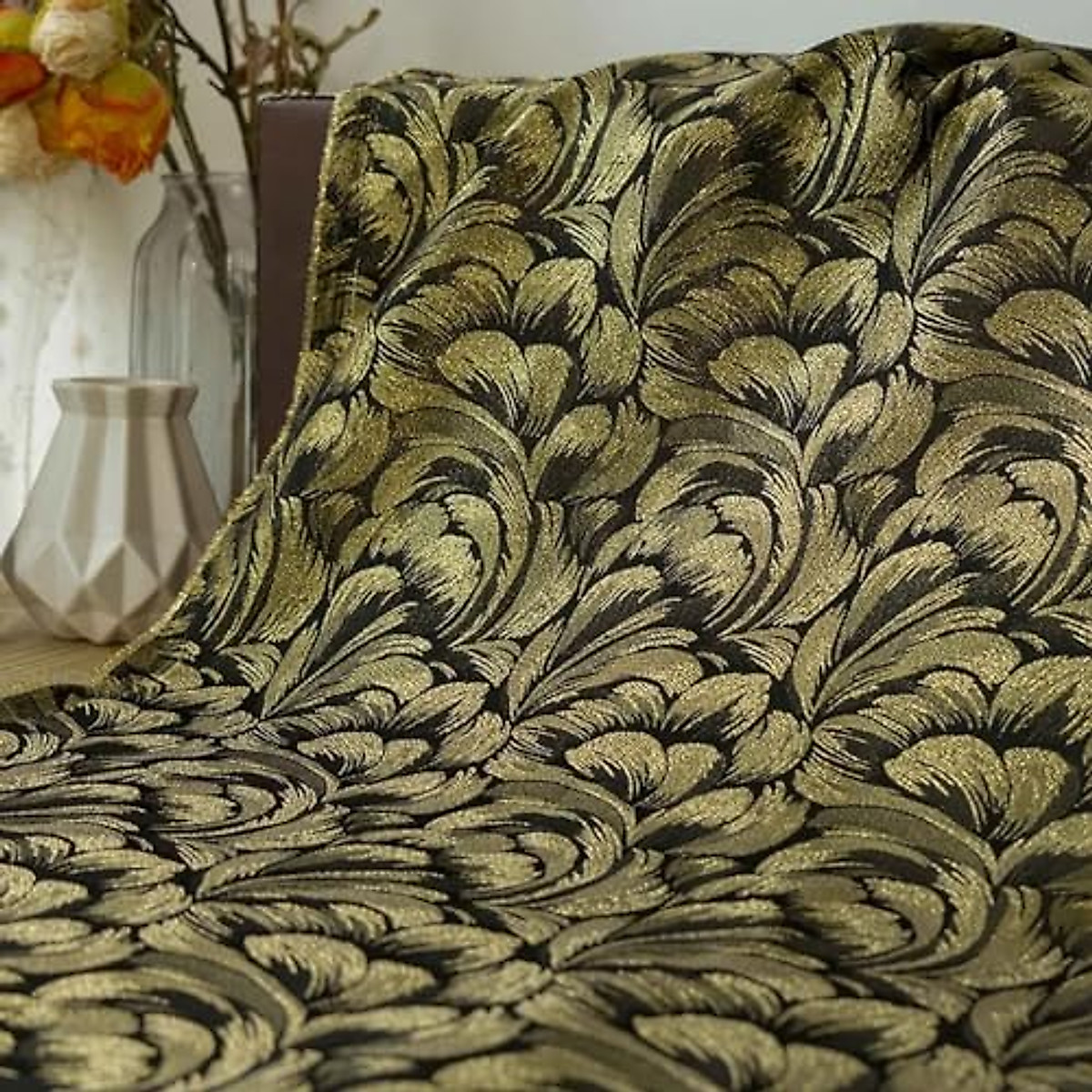 XMTXZYM 2 Meter Retro Pattern Jacquard Brocade Fabric Party Dress Home Curtain Decorative Sewing Fabric