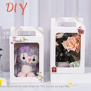 Dasofine Gift Bags with Window 12pcs, 7.1”×5.1”×9.8” Transparent Paper Bag, Paper Gift Bags with Handles for Halloween, Bridal Shower, Party