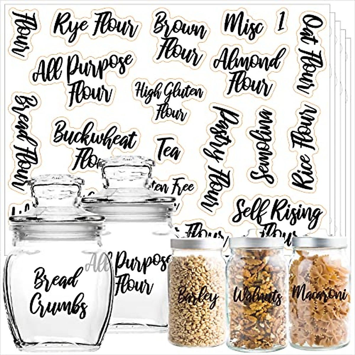 Megavava 281 Kitchen Pantry Labels + 144 Preprinted Round 1.5" Spice Labels,Pantry Labels for Containers, Food Label Stickers