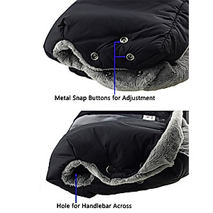 Fleece Stroller Hand Muff, BETITETO Winter Anti-Freeze Gloves for Baby Stroller Jogger Pram Water Resistant Warmer Gift for Parents and Caregivers (Black)
