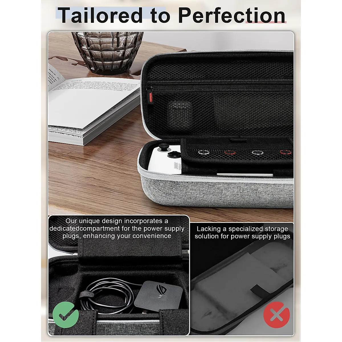 Lersyco Carrying Case for Rog Ally, Rog Ally handheld case with hard shell, Gray Rog Ally carry bag, Protective Travel Case for Buttons/Joysticks protection