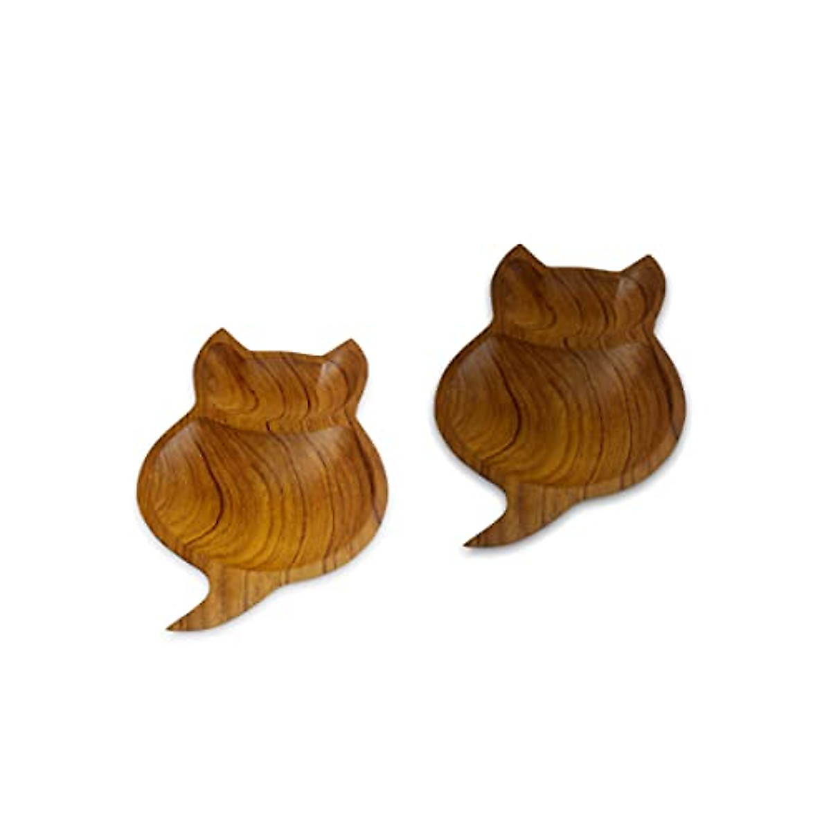 JNE Handcrafted-Solid Single Piece Teak Wood Plate/Tray/Dish/Platter (Set of 2), Multi-purpose use Decor, Candy, Serving. (CAT-Small)