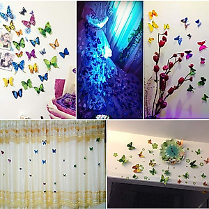 Somotersea 24PCS 3D Butterfly Wall Decal Removable Refrigerator Magnets Stickers Decor for Kids Room Decoration Home and Bedroom Art Mural Pink