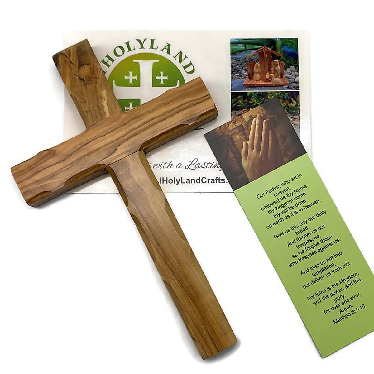 Olive Wood Wall Cross from Bethlehem, Wall Hanging Wooden Cross, confirmation cross gift, Baptism Gifts, Holy Wall cross, Hand Made religious décor Cross From the Holy Land (Medium Cross 6.2" x 4.2")