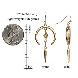 SPUNKYsoul Boho Earrings Crescent Horn and Faceted for Women (Gold)