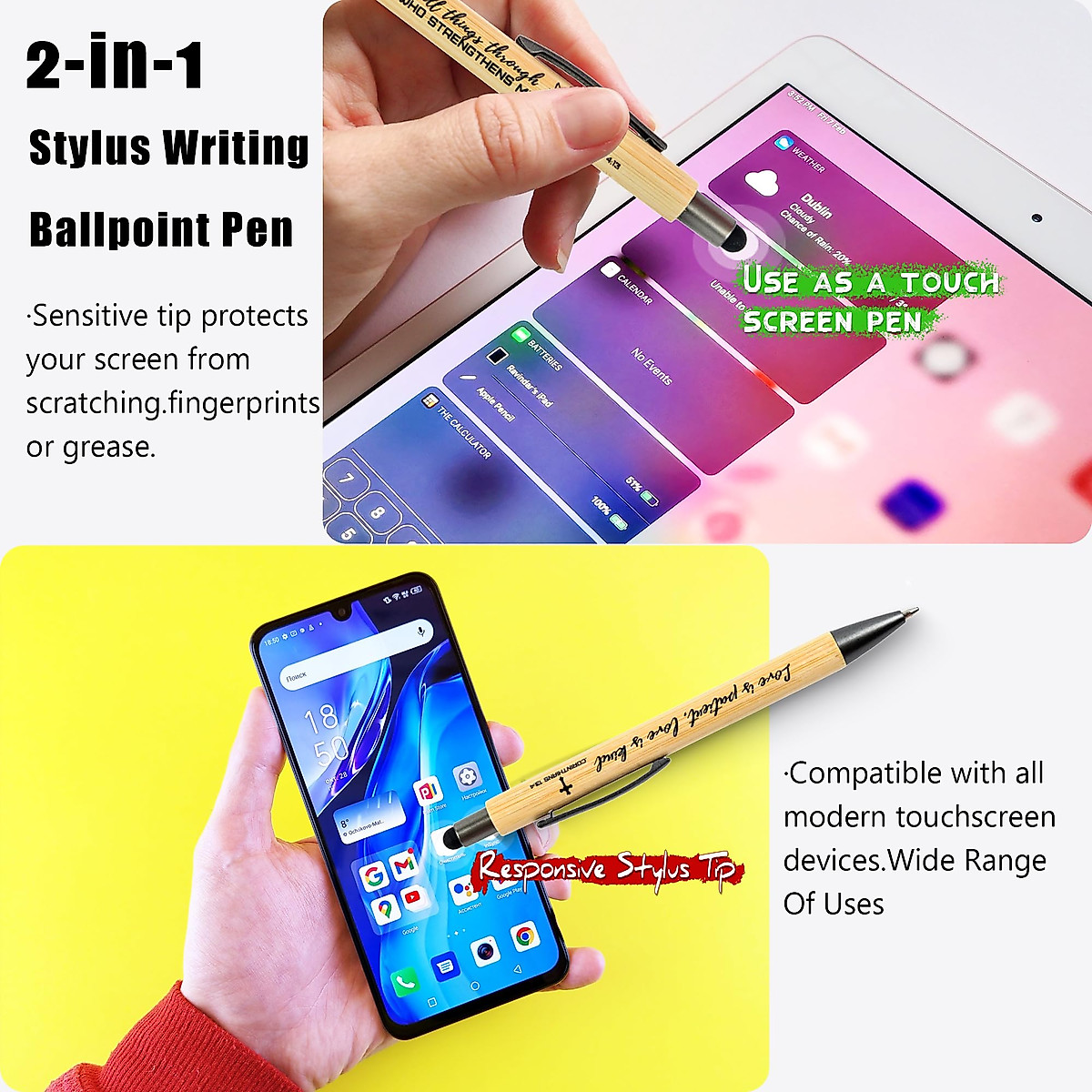 INSADA Bible Inspirational Stylus Pens Bulk Christian Pens with Scripture Great for All Ages Office and School Also Makes Great Gifts （10 Count）