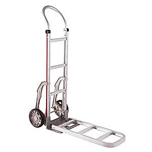 Magliner 2-Wheel Hand Truck with Horizontal Loop Handle, 14" x 7.5" Aluminum Nose, 8" Mold-On Rubber Wheels, Stair Climbers, Folding Nose Extension, 500 lb. Capacity