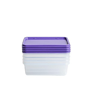 Unica Food Storage Container, with Airtight Lid, Nestable Rectangle Meal Prep Container, BPA-Free, Microwave, and Freezer Safe, Set of 4, 28 oz, 5.56x5.56x3.13 in