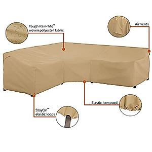 Classic Accessories Terrazzo Water-Resistant 100 Inch Patio V-Shaped Sectional Lounge Set Cover, Patio Furniture Covers
